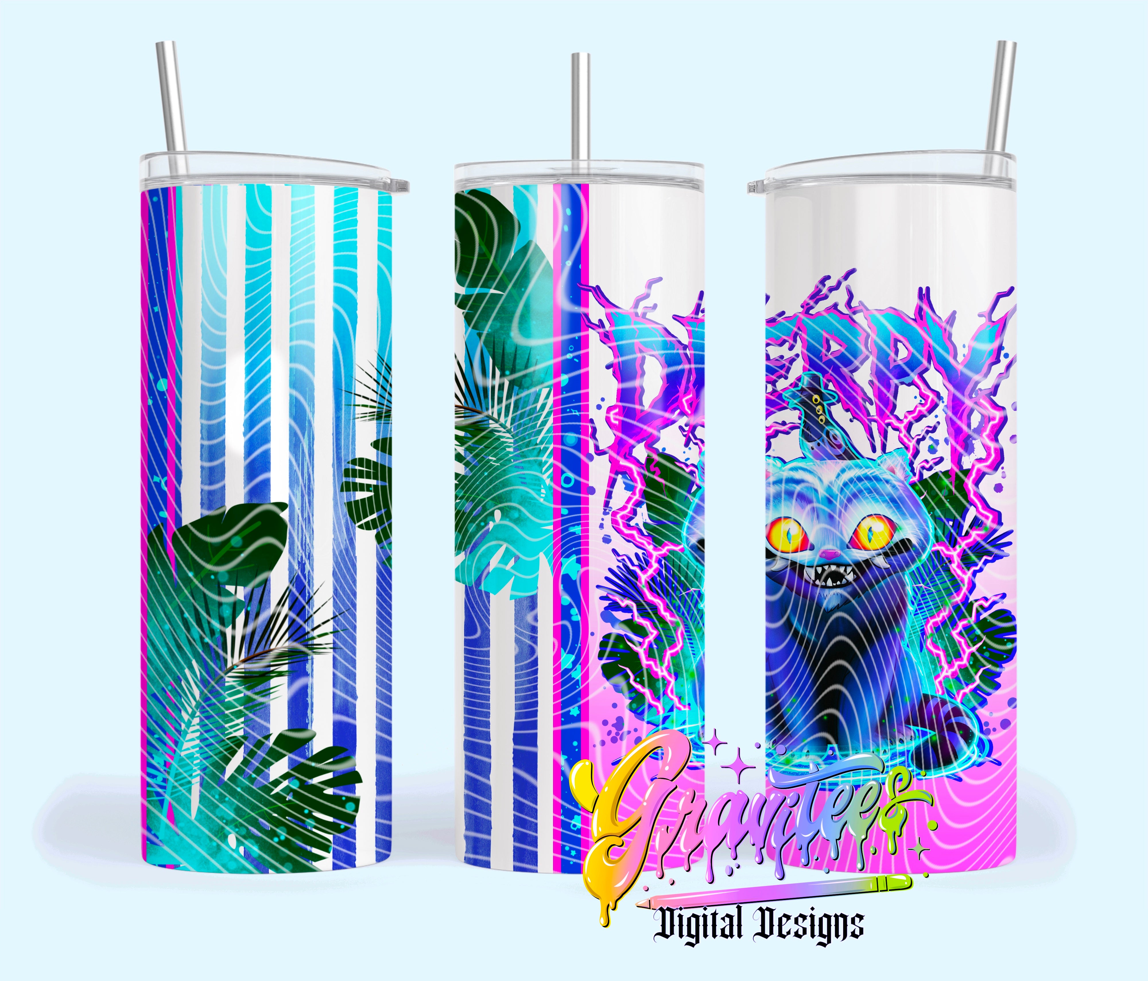 Tiger and Magpie Design 20oz Tumbler Template Design PNG, for UVDTF or ...
